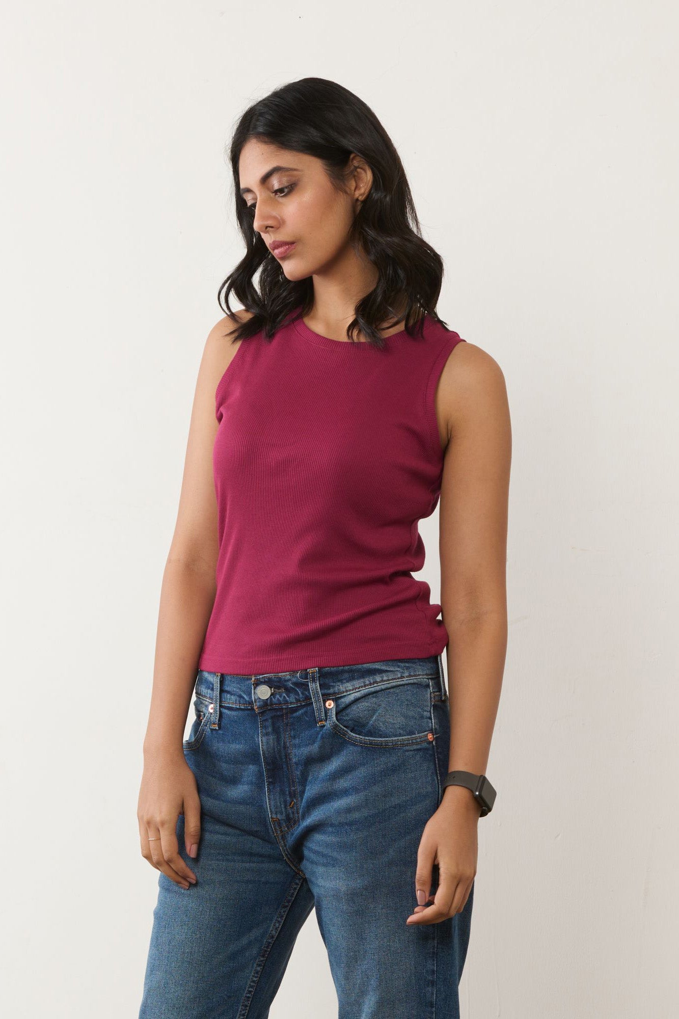 Womens Tank Top | Rib Tank Berry Pink Womens Tank Top