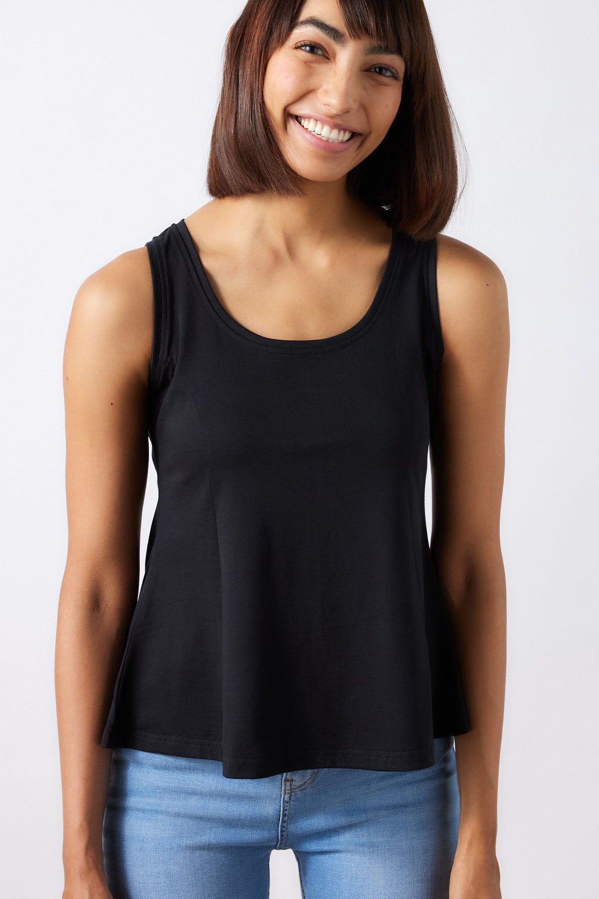 Women's Tank Top | Pima Flared Tank Top Carbon Black