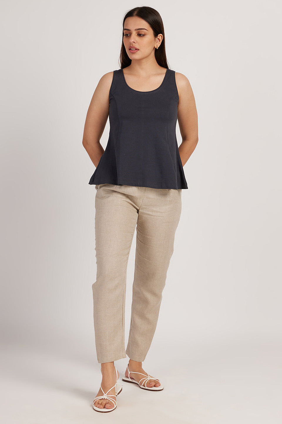 Explore Women's Tank Top | Pima Flared Tank Top Charcoal