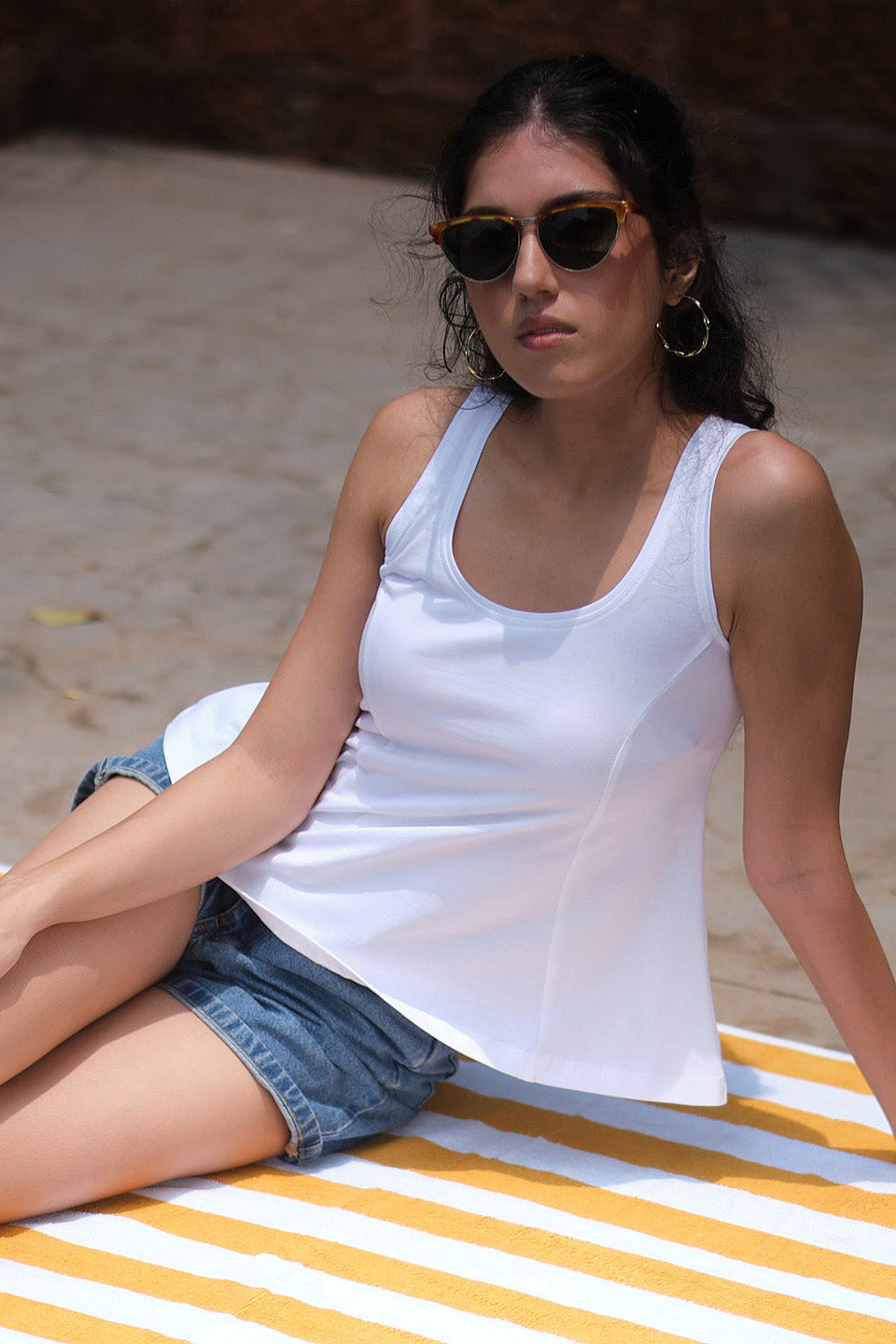 Buy Women's Tank Top | Pima Flared Tank Top Cloud White