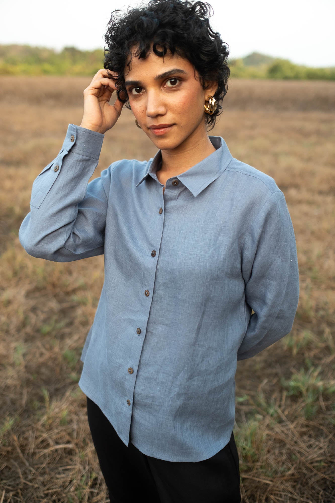 The Linen Day Shirt for Women Wildflower Blue