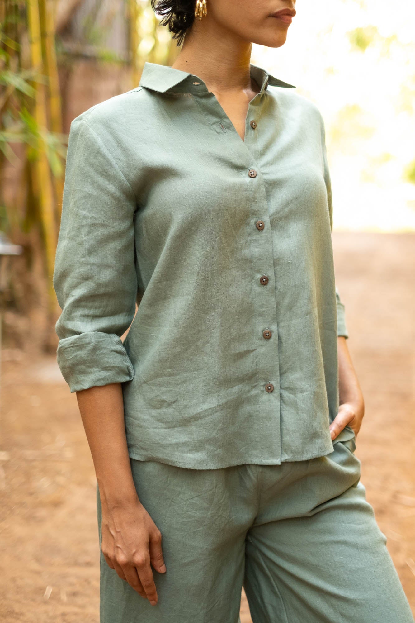 The Linen Day Shirt for Women Sage Green