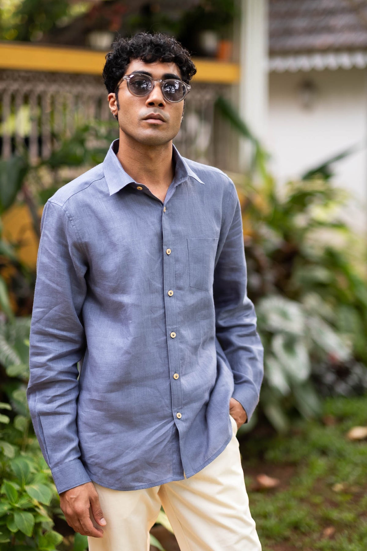 Buy Mens Shirt | Linen Shirt for Men Wildflower Blue