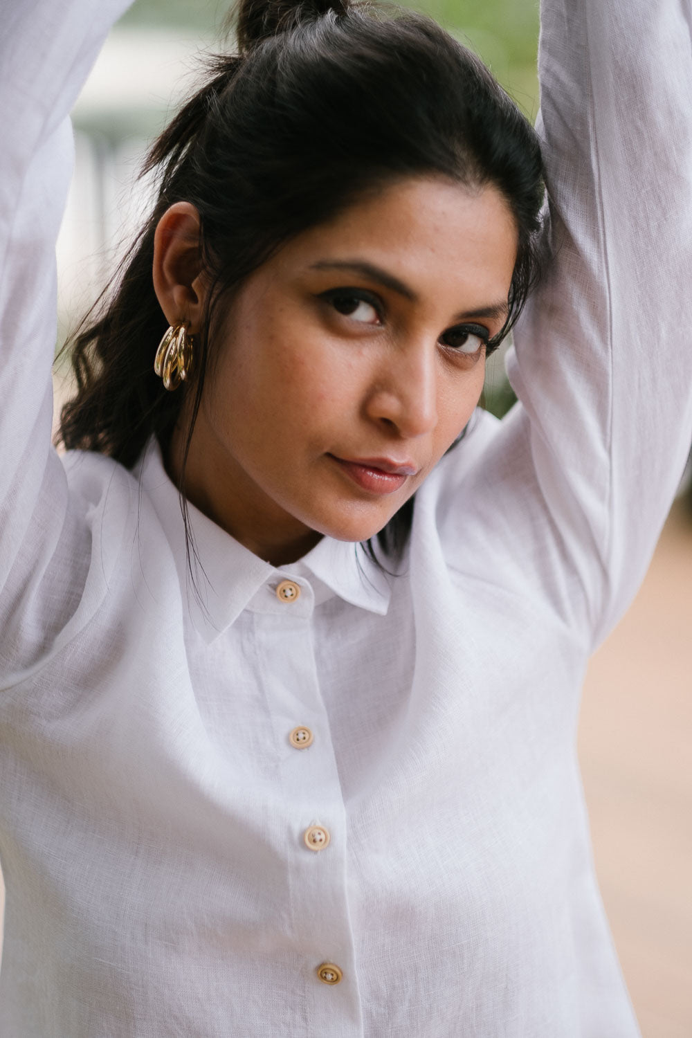 Shirt for women- The Linen Day Shirt for Women Pearl White