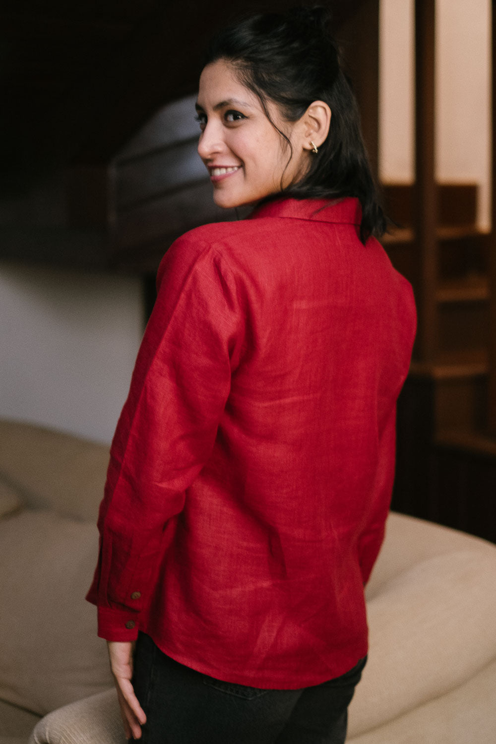 Shirt for Women- The Linen Day for Women Shirt Indian Red