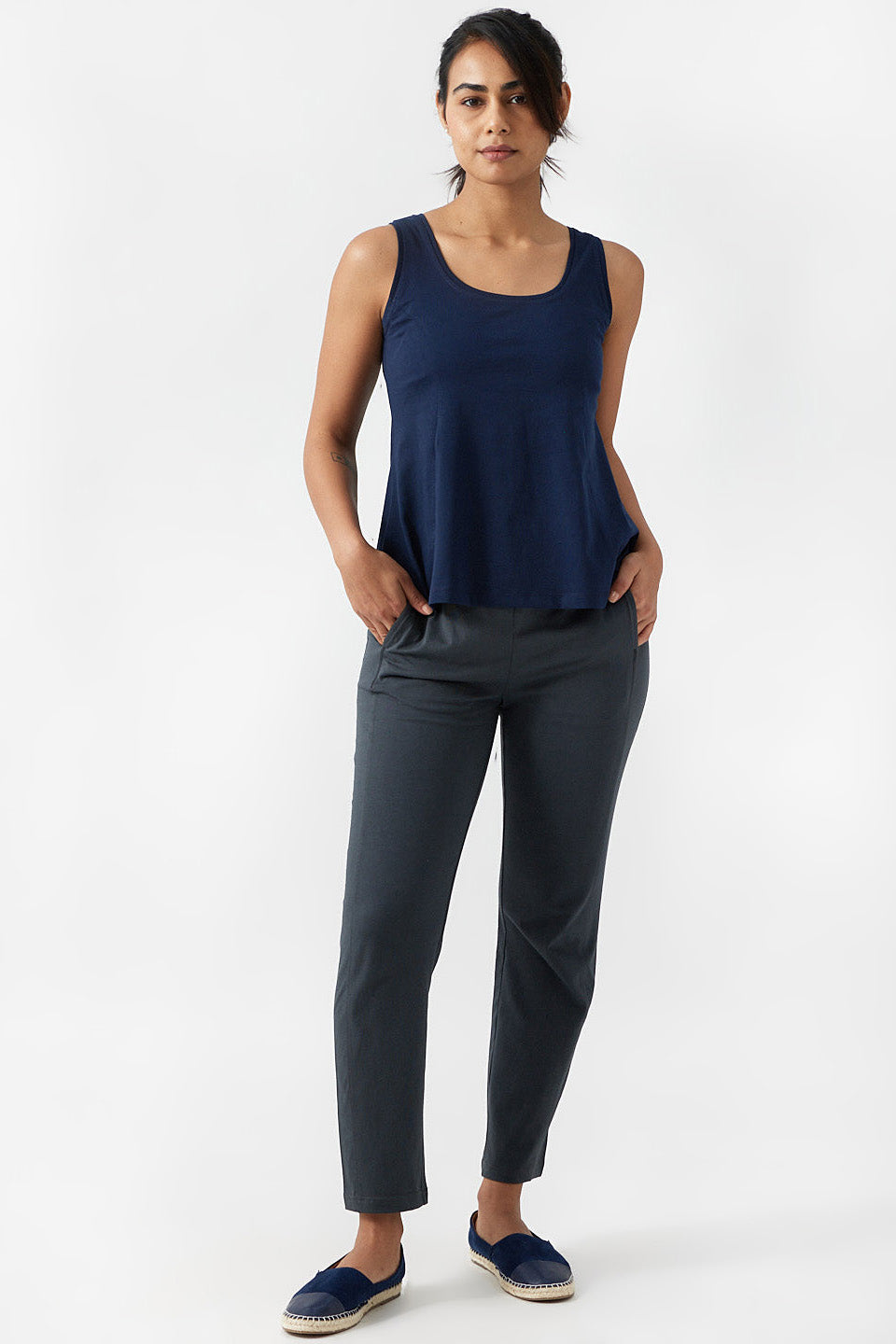 Women's Tank Top | Pima Flared Tank Top Deep Sea Blue