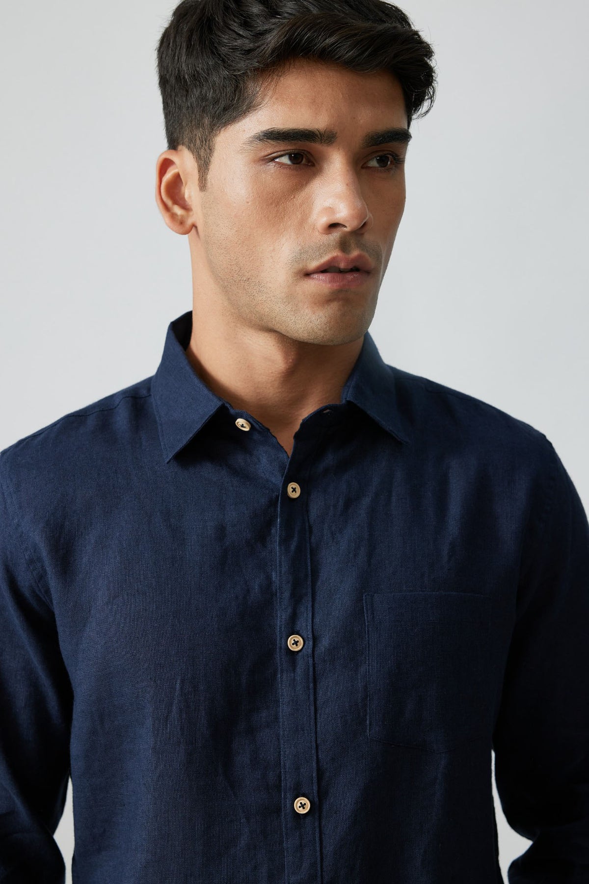 Men's Linen Shirt- Explore Linen Shirt Deep Sea Blue