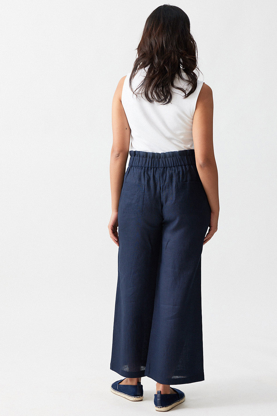 Women Pants -Explore Linen Flared Pants Deep Sea Blue