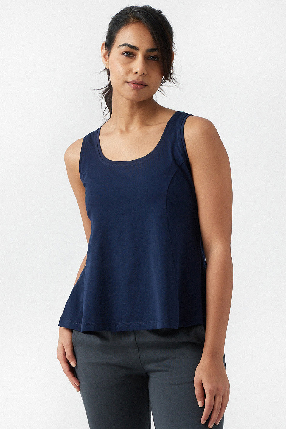Women's Tank Top | Pima Flared Tank Top Deep Sea Blue