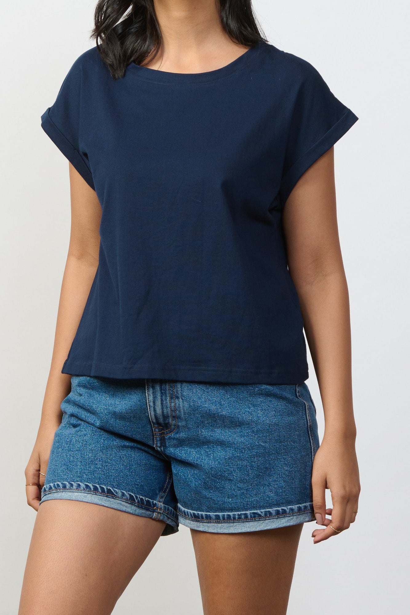 Buy Pima Boxy Deep Sea Blue T shirt for Women Online