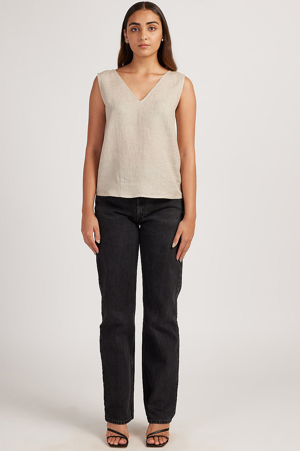 Explore Linen V Neck Tank top for Women Ginger Online