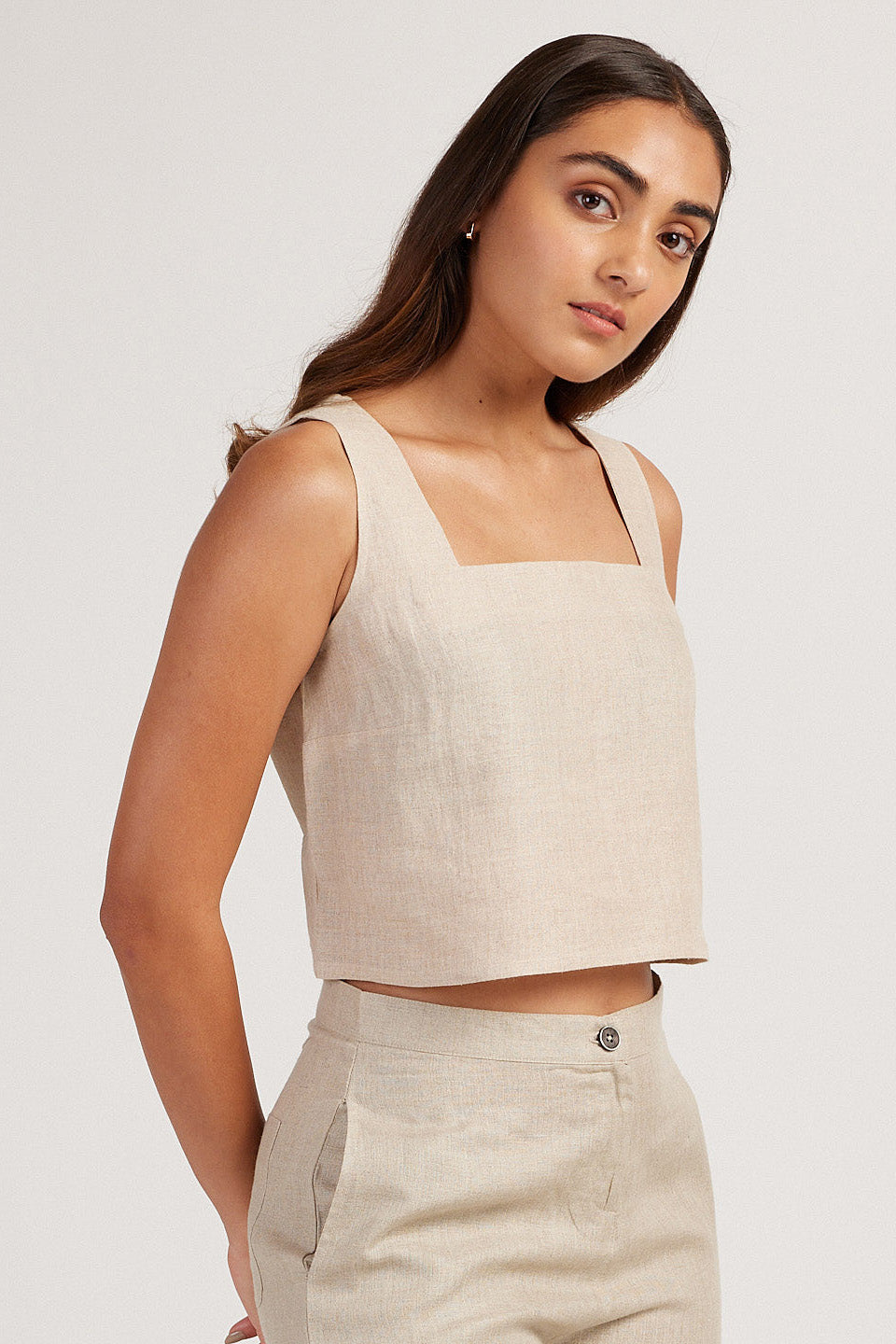 Buy Crop Tank Top | The Linen Crop Tank Top Ginger
