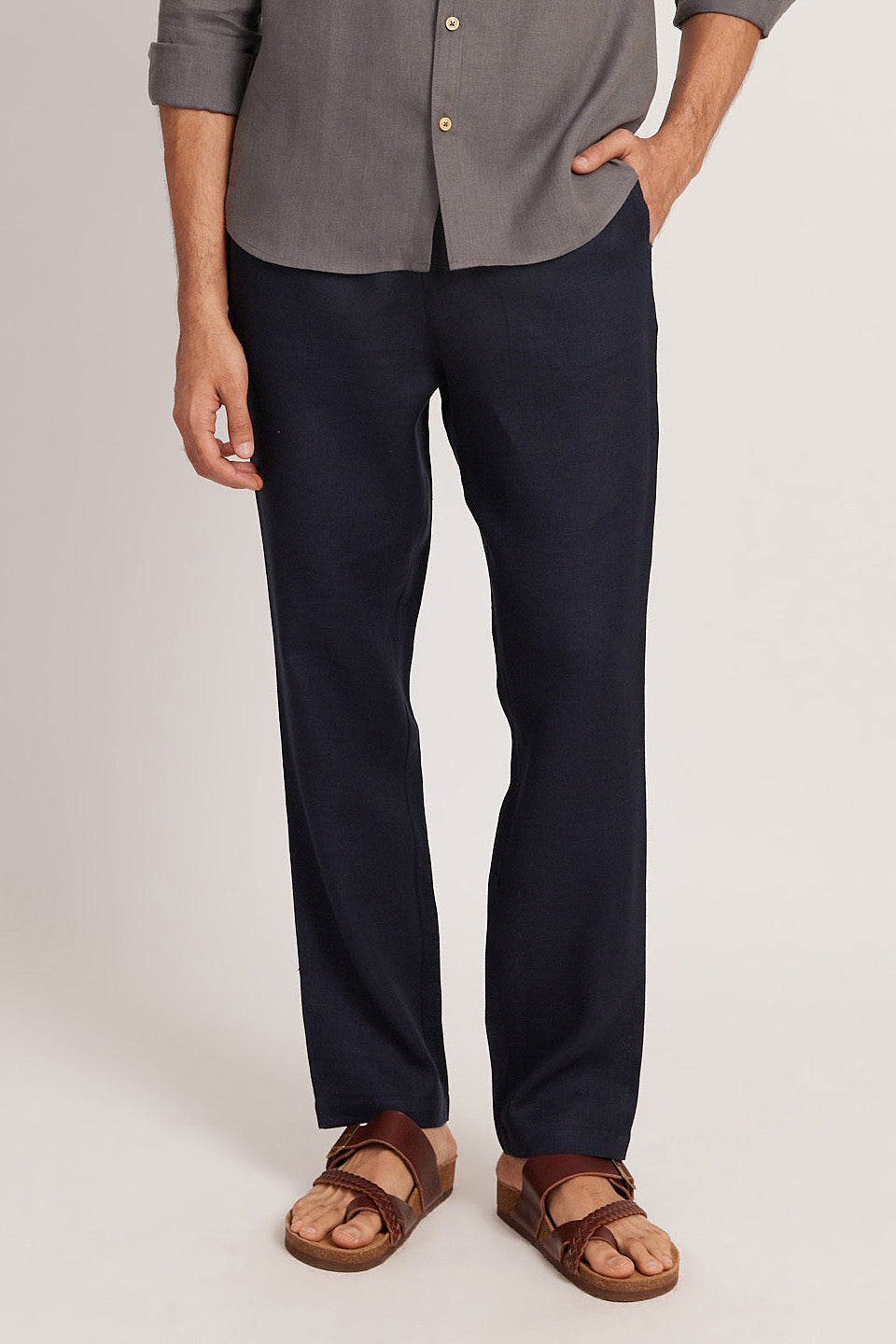 Pants for men- Buy Linen Easy Pants for Men Indigo Online