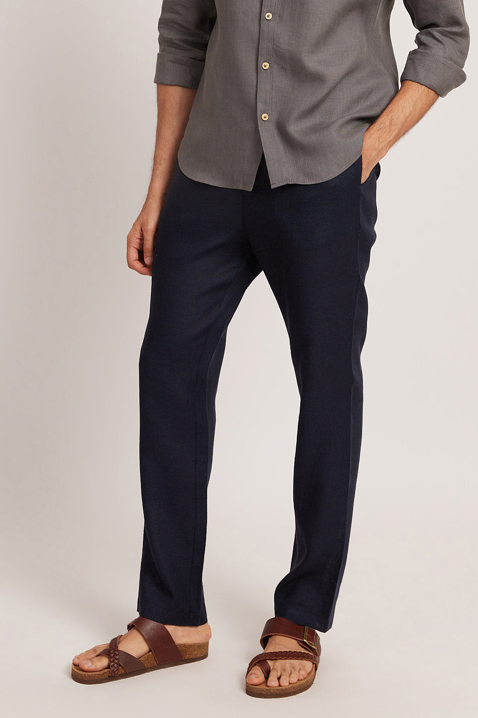 Pants for men- Buy Linen Easy Pants for Men Indigo Online