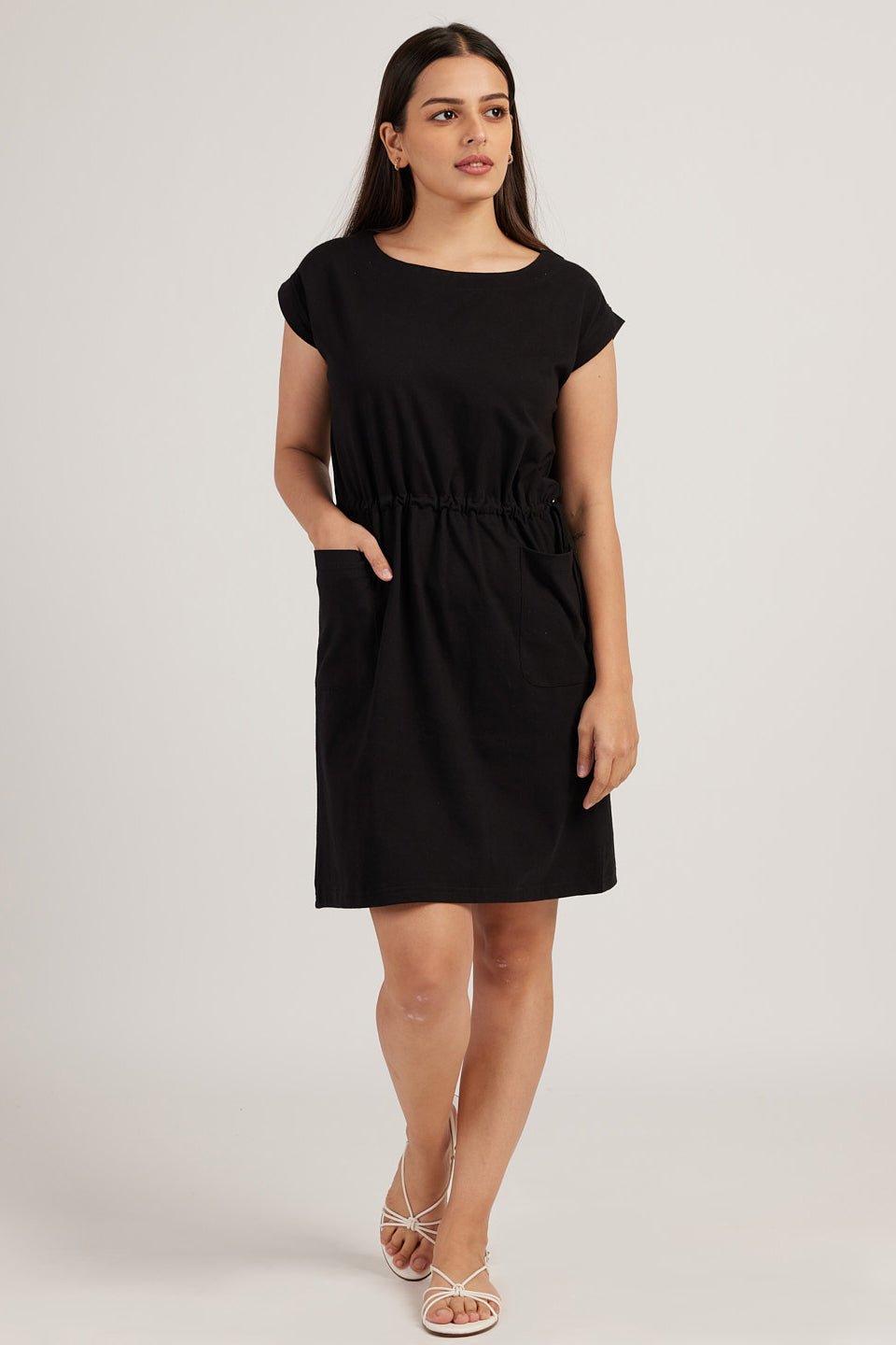 Womens Dresses | The Jersey Drawstring Dress Jet Black