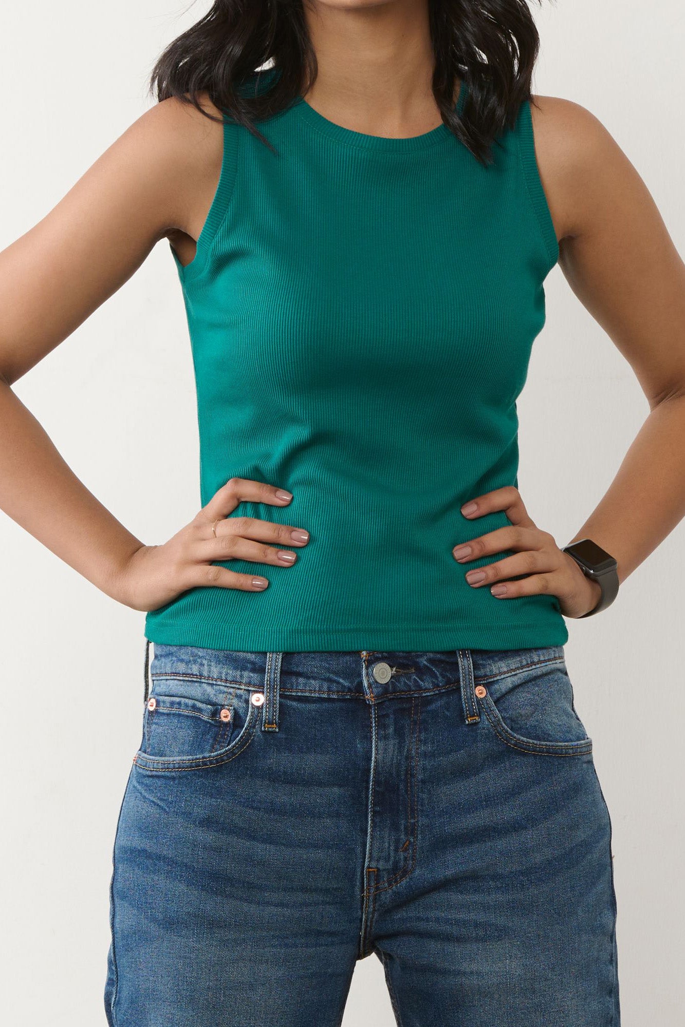 Women's Tank Top | Rib Tank Marine Green Womens Tank Top