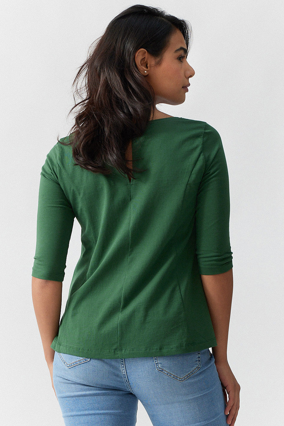 Women Tops | The Pima Flared Top for Women Pine Green