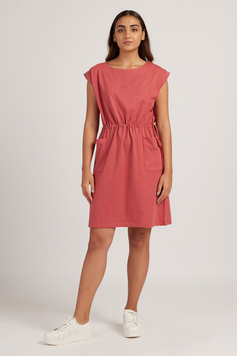 Womens Dresses | The Jersey Drawstring Dress Sunset Pink