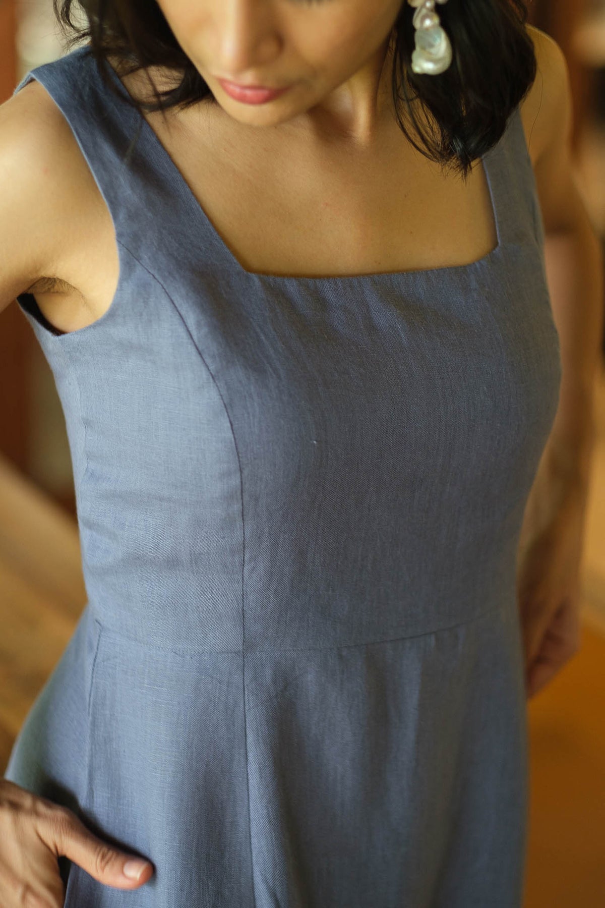 Buy Linen Midi Dress for Women Wildflower Blue Online