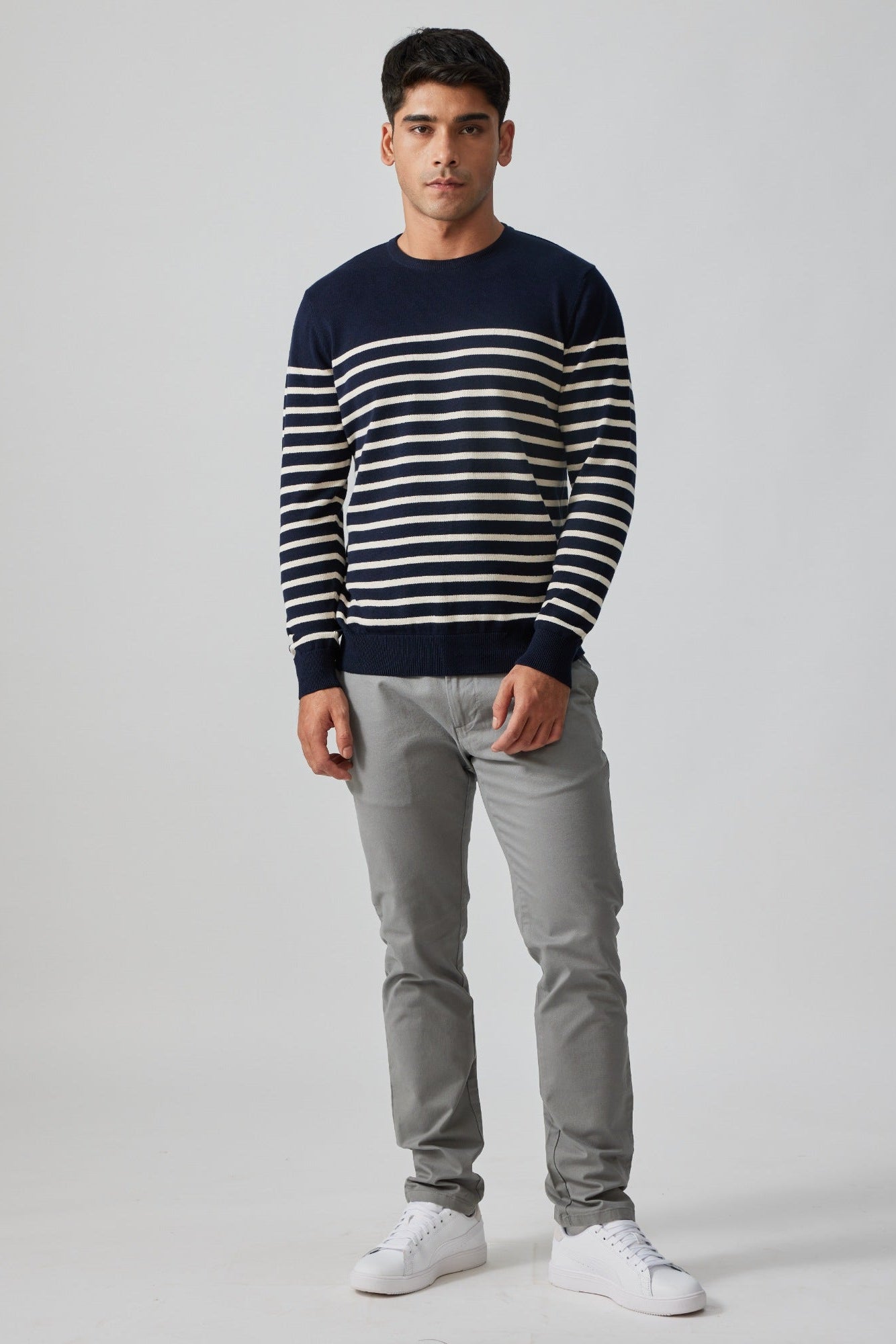 Mens Pullovers | The Breton Stripe Pullover Nautical Blue